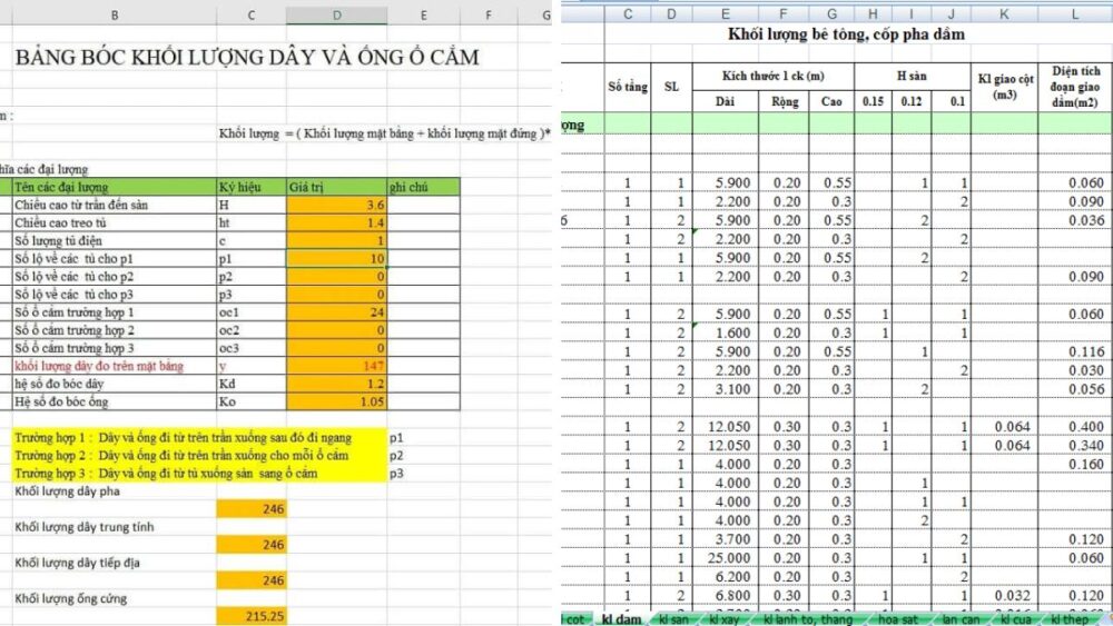 Cách thể hiện file excel bóc tách khối lượng chính xác nhất