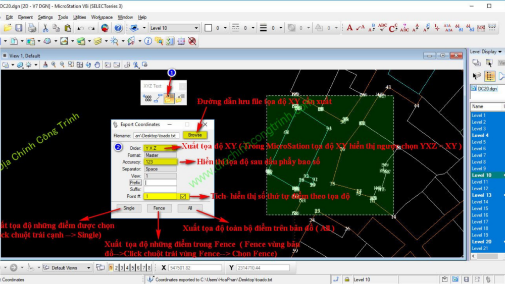 Hướng dẫn cách tô màu trong MicroStation V8i chính xác